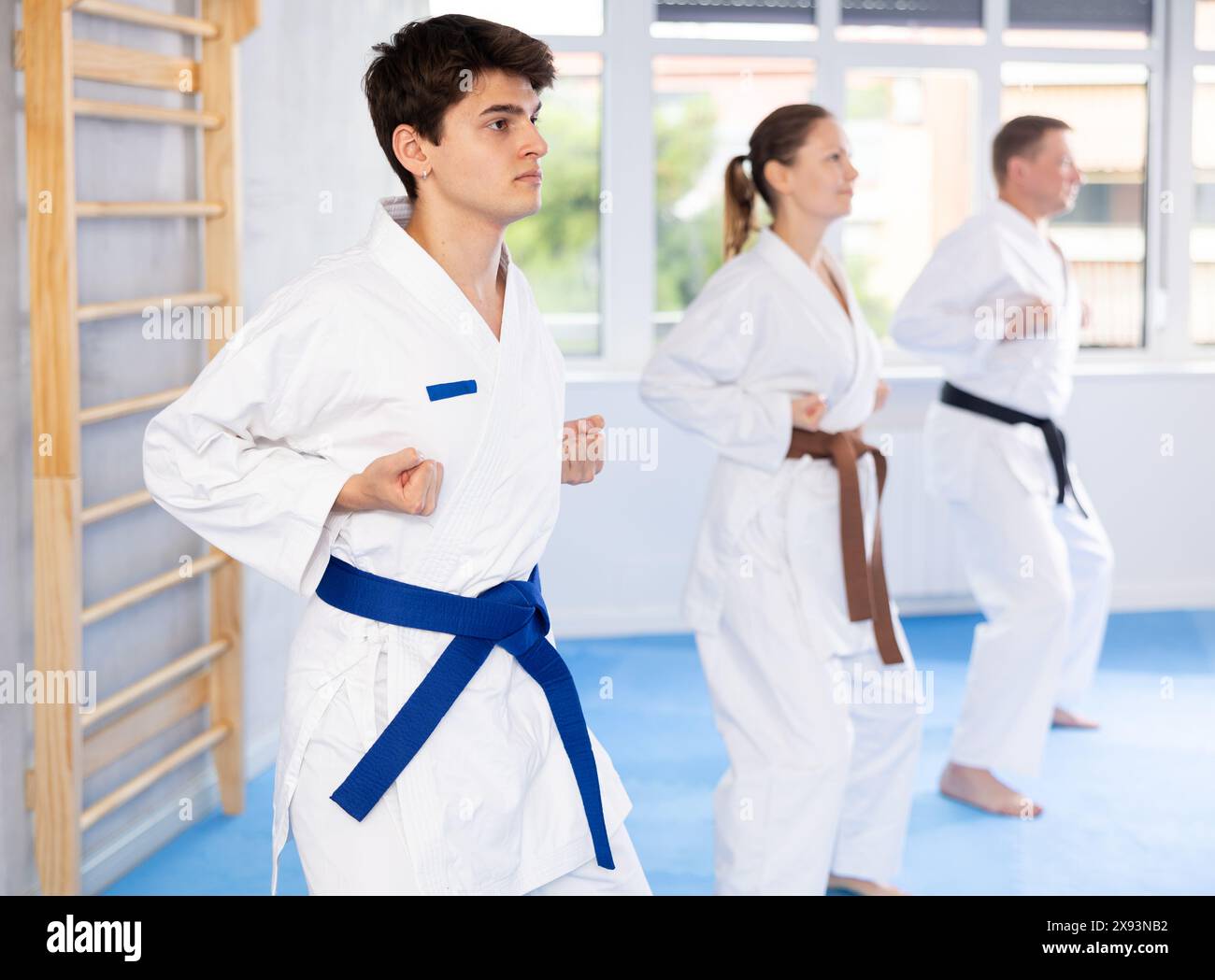 Athletes have starting position and repeating sequence of punches and ...