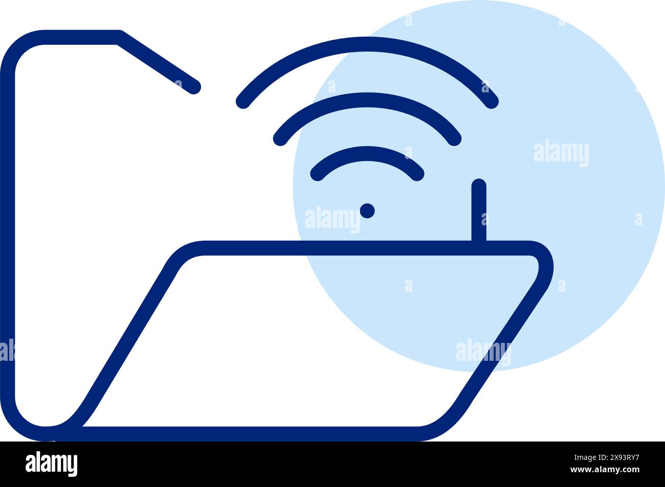 Open file folder and wifi. Wireless file sharing, remote access to digital repository. Cloud ...