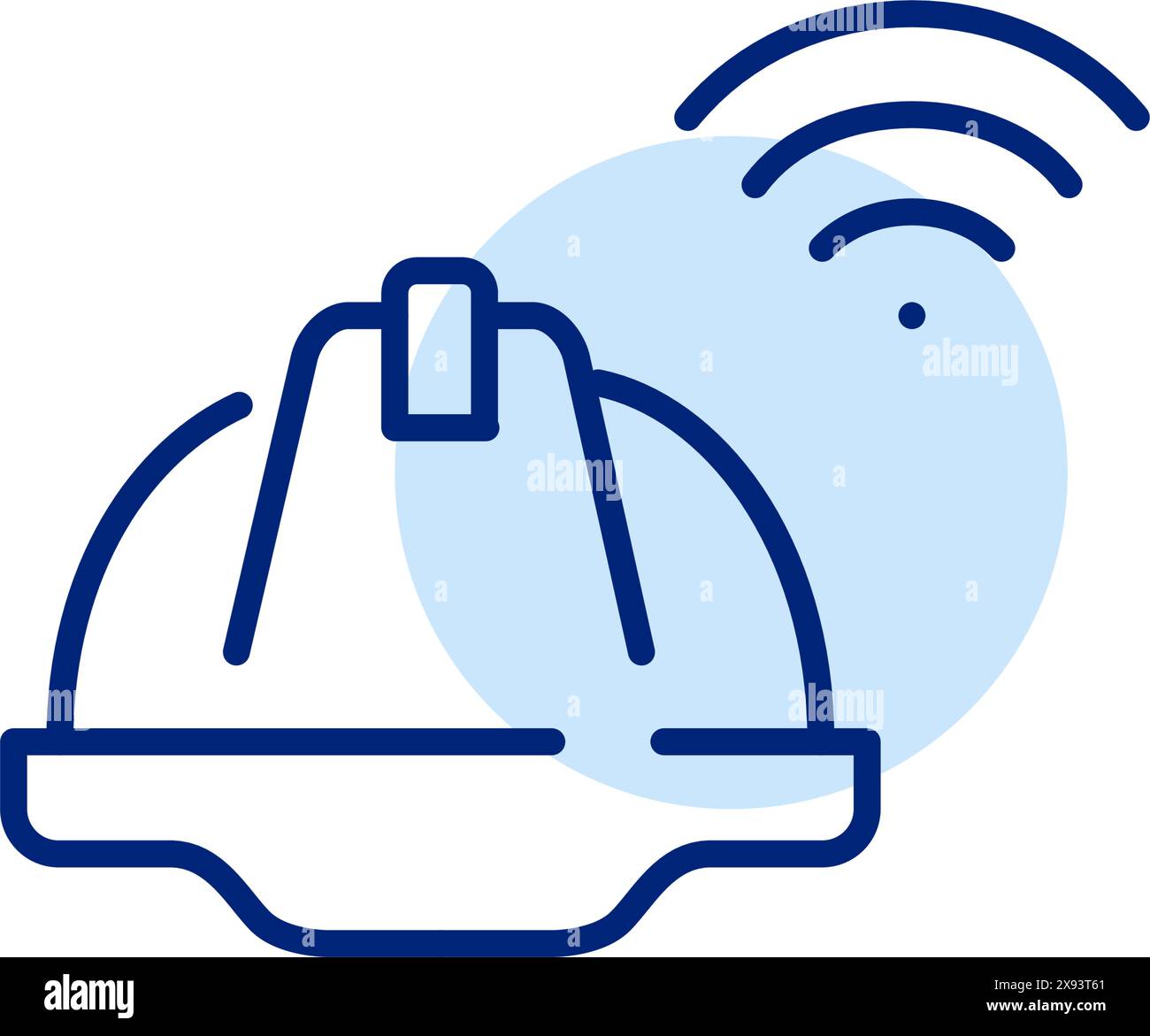Hard hat and wifi symbol. Digital safety, smart workplace connectivity ...