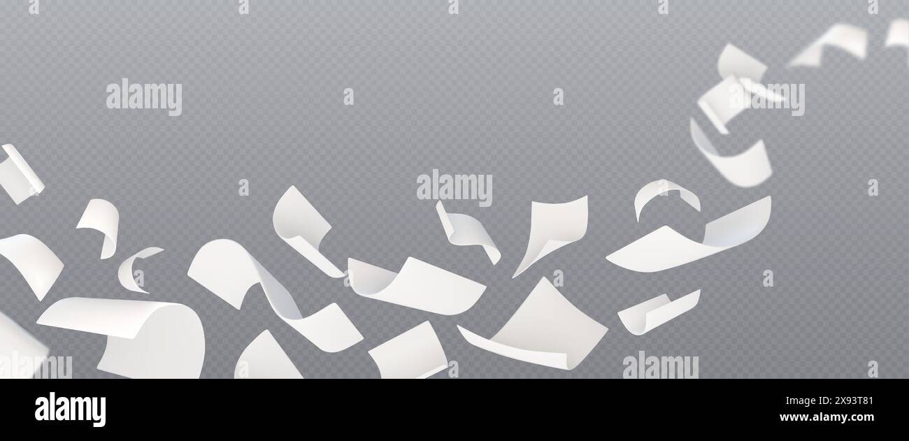 White curled paper sheet flying with wind blow diagonally on ...