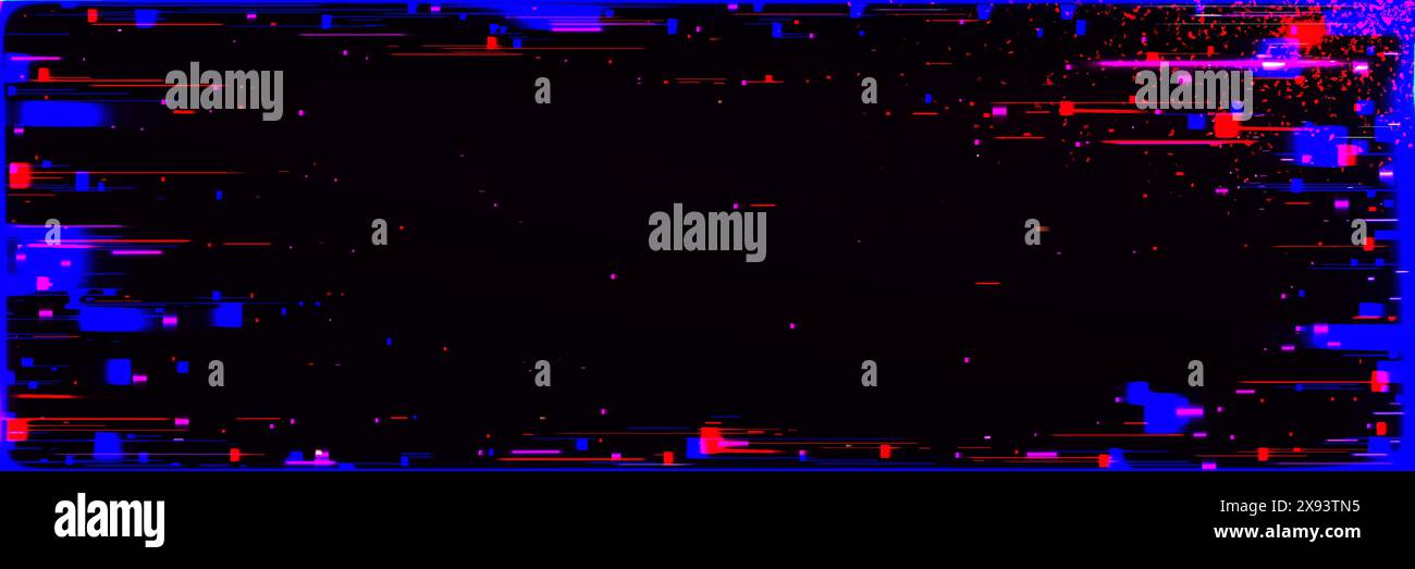 Red and blue screen frame bg. Noise vhs tv effect background. Digital ...