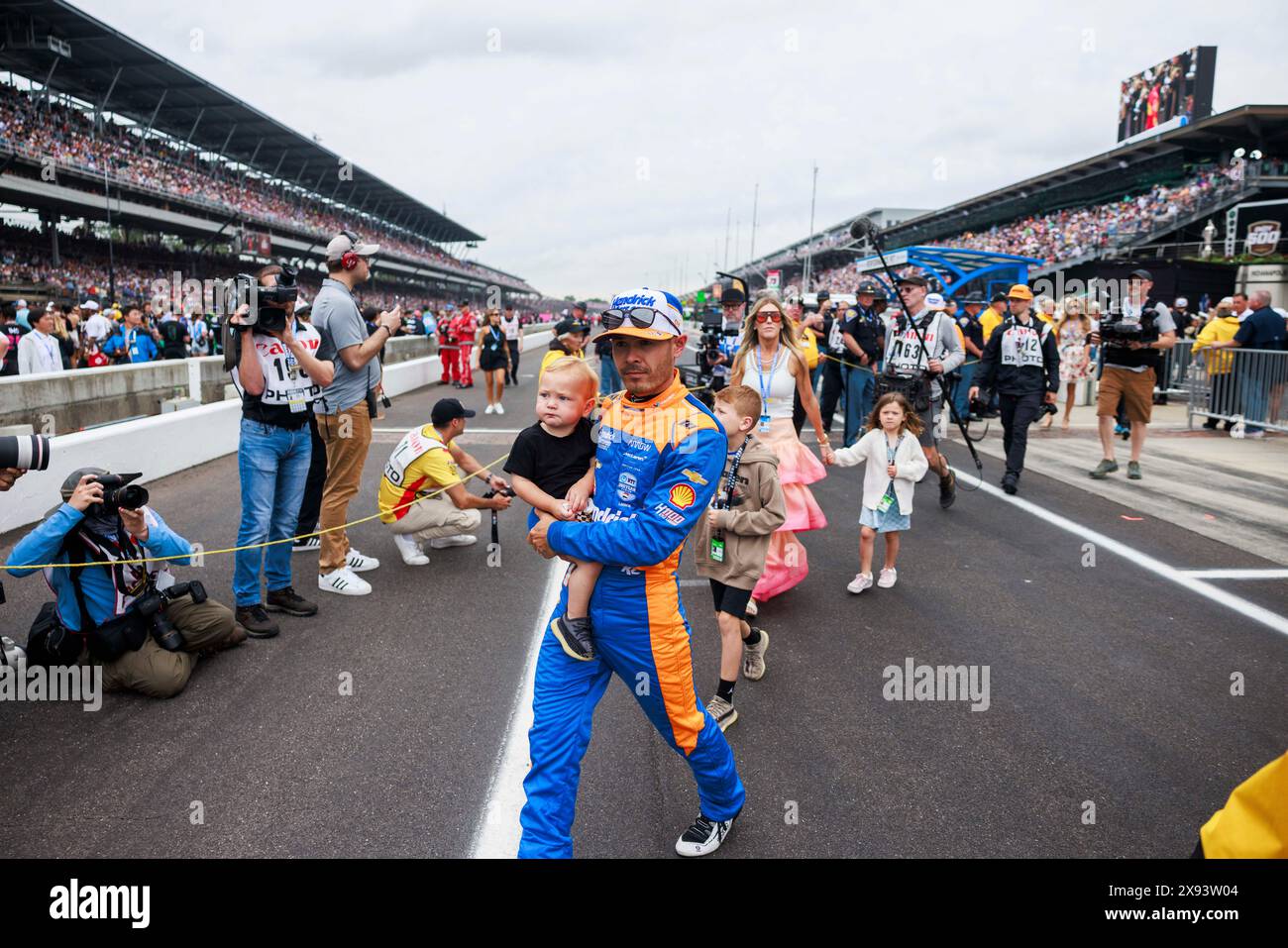 INDIANAPOLIS, INDIANA - MAY 26: Race car driver Kyle Larson (17) walks ...