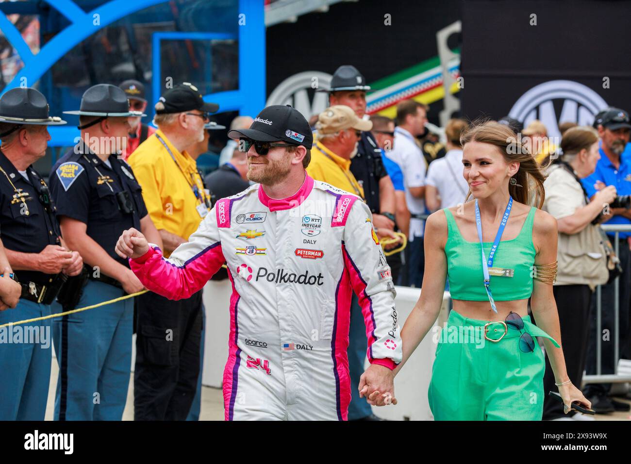 INDIANAPOLIS, INDIANA - MAY 26: Race car driver Conor Daly walks onto ...