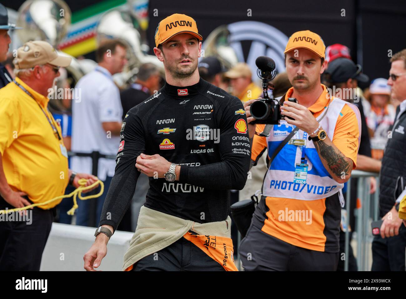 INDIANAPOLIS, INDIANA - MAY 26: Driver Alexander Rossi walks to the ...