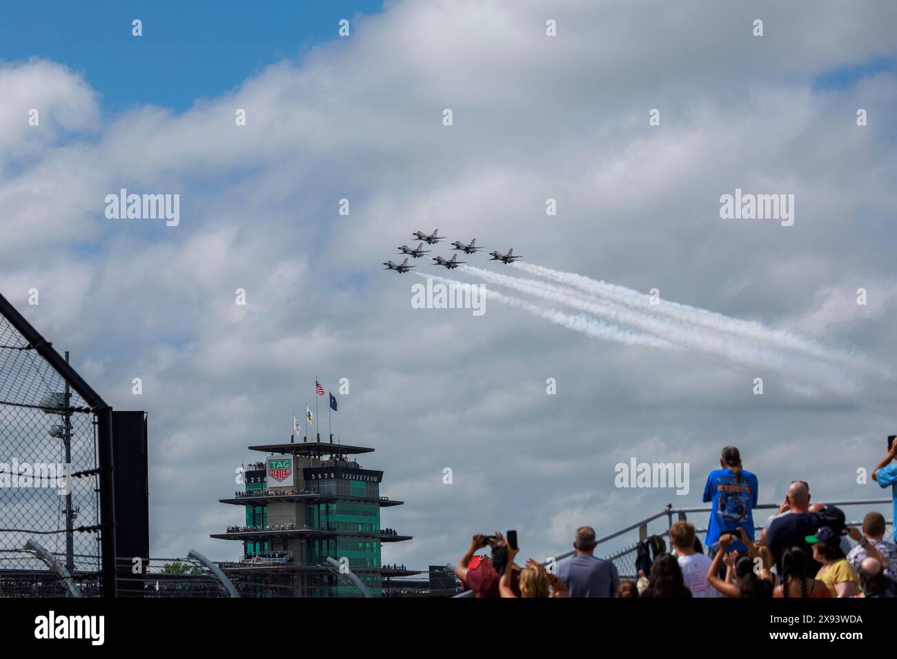 INDIANAPOLIS, INDIANA - MAY 26: Air Force Thunderbirds flyover during ...