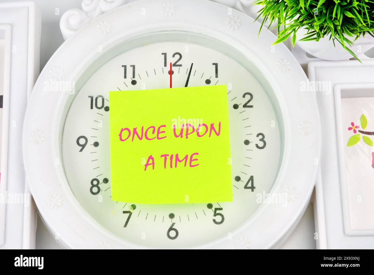 ONCE UPON A TIME text the inscription on the sticker glued to the watch ...