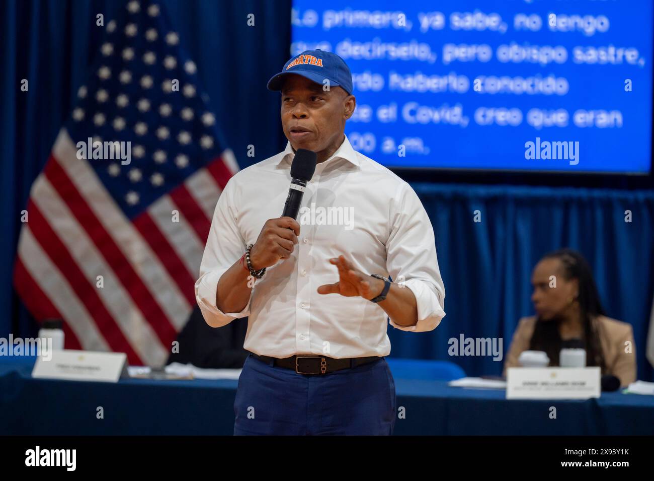 New York City Mayor Eric Adams speaks during Community Conversation ...