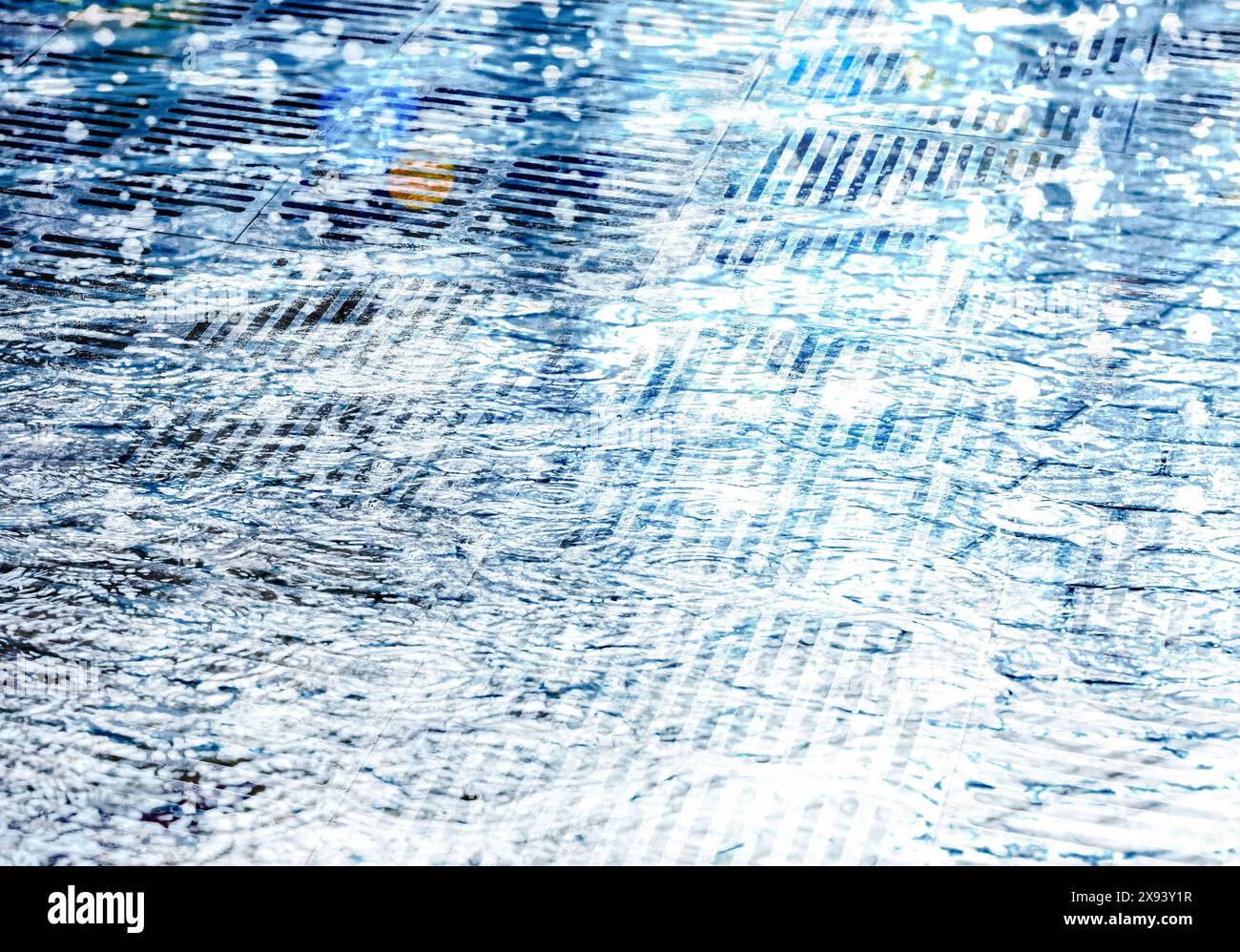 rain puddle on pavement. multi exposure urban abstract background Stock ...