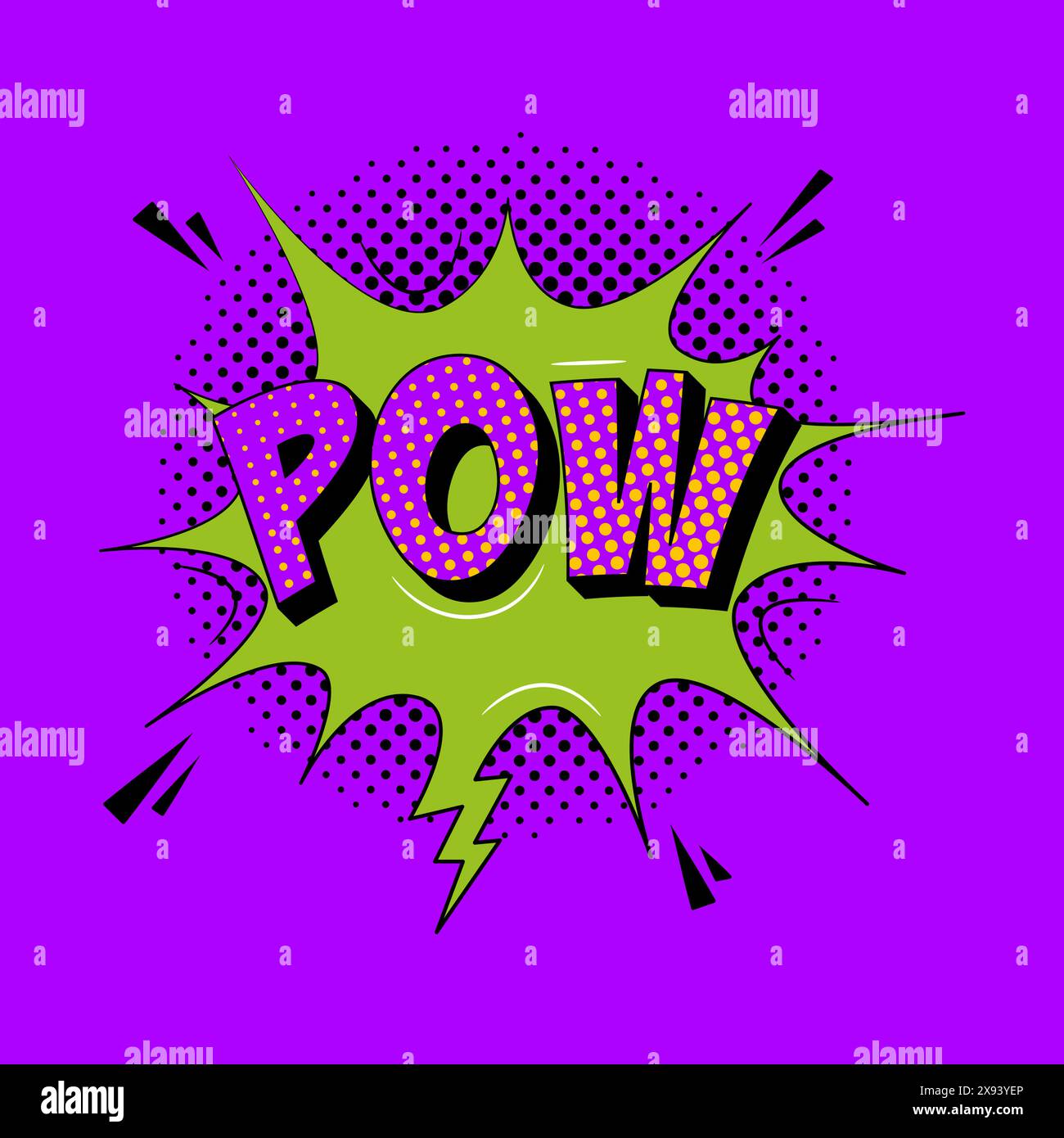 Pow comic sound speech effect bubble in trendy pop art style. Bright cartoon message Stock ...