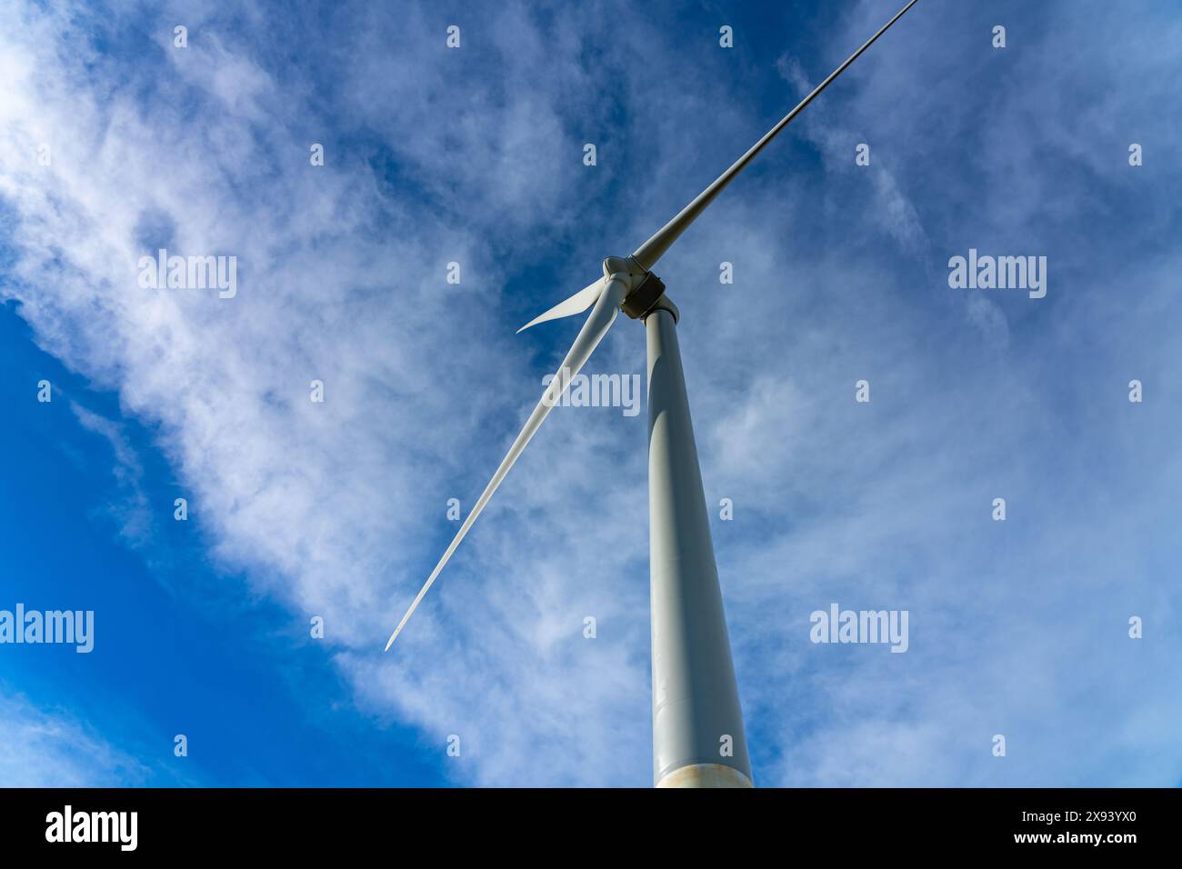 Wind turbines in Taichung Port Gaomei Wetlands Area. A popular scenic ...