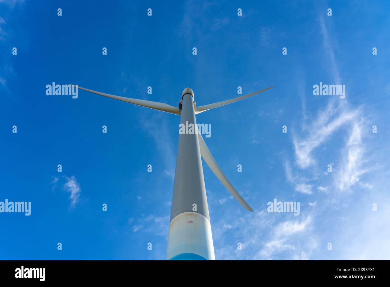 Wind turbines in Taichung Port Gaomei Wetlands Area. A popular scenic ...