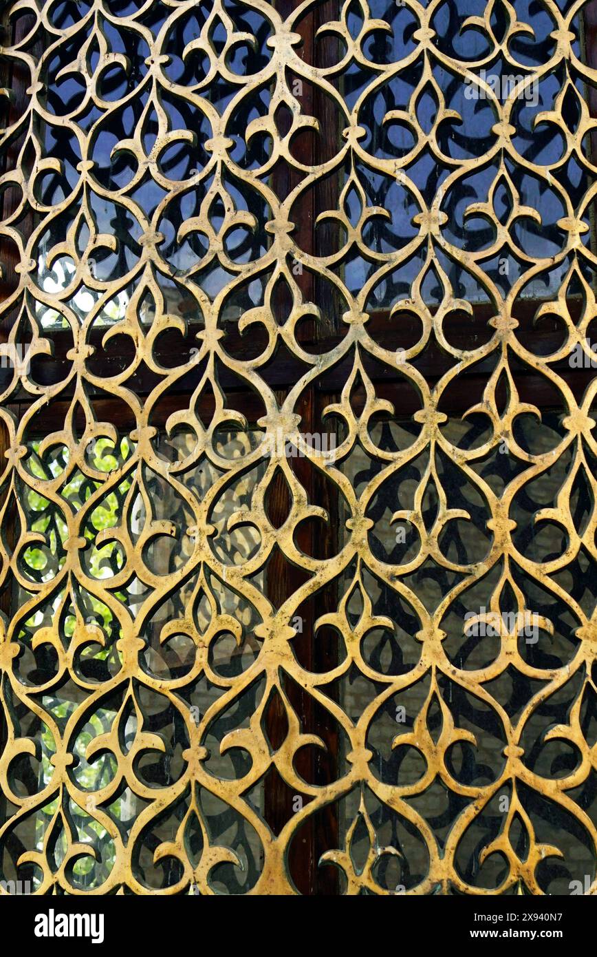 Old openwork lattice on the fountain of Sultan Ahmed III in Istanbul ...