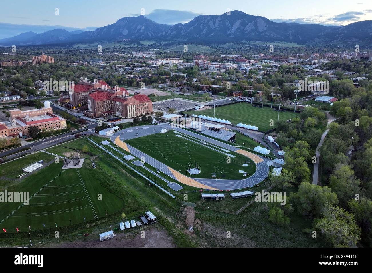 A general overall aerial view of Potts Field on the University of ...