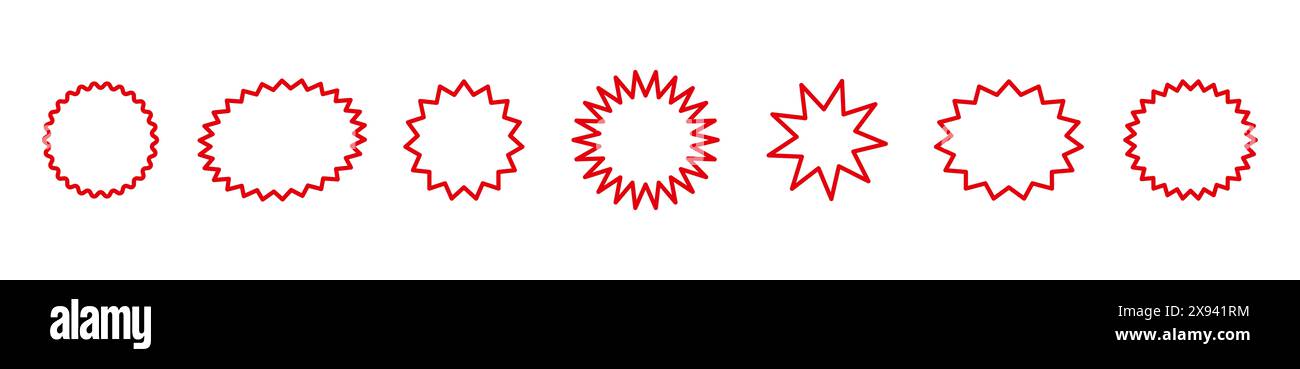Set red star. Star vector icons. Starburst stickers. Star symbols ...