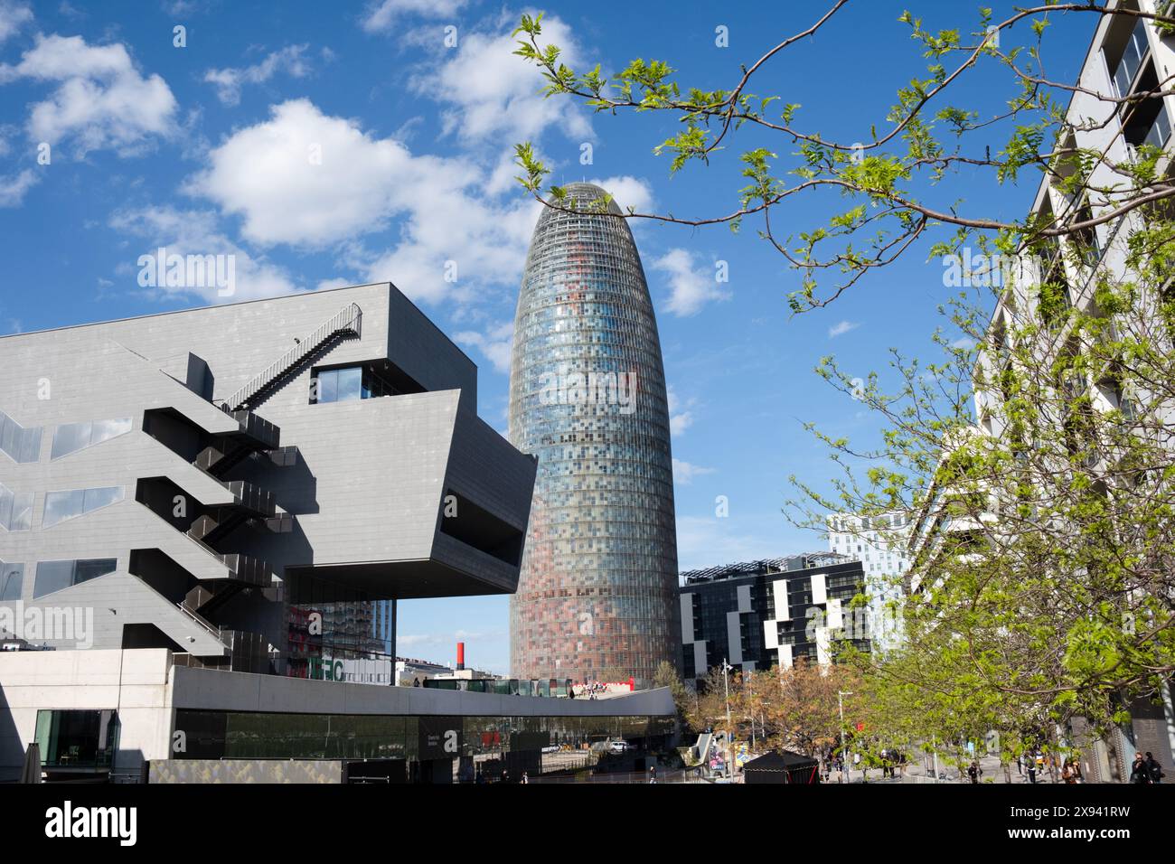 The exterior of the venue including Torre Glòries during OFFF Barcelona ...