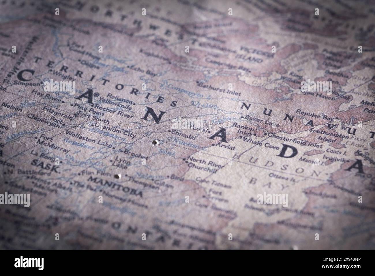 Country of Canada on map. Name of country in closeup Stock Photo - Alamy
