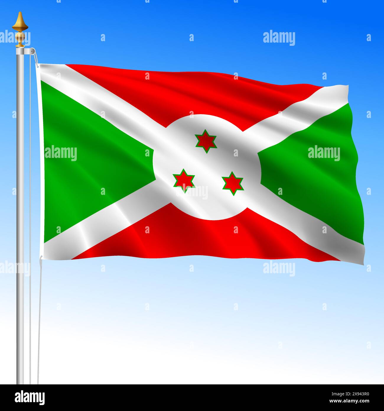 Burundi, official national waving flag, african country, vector ...