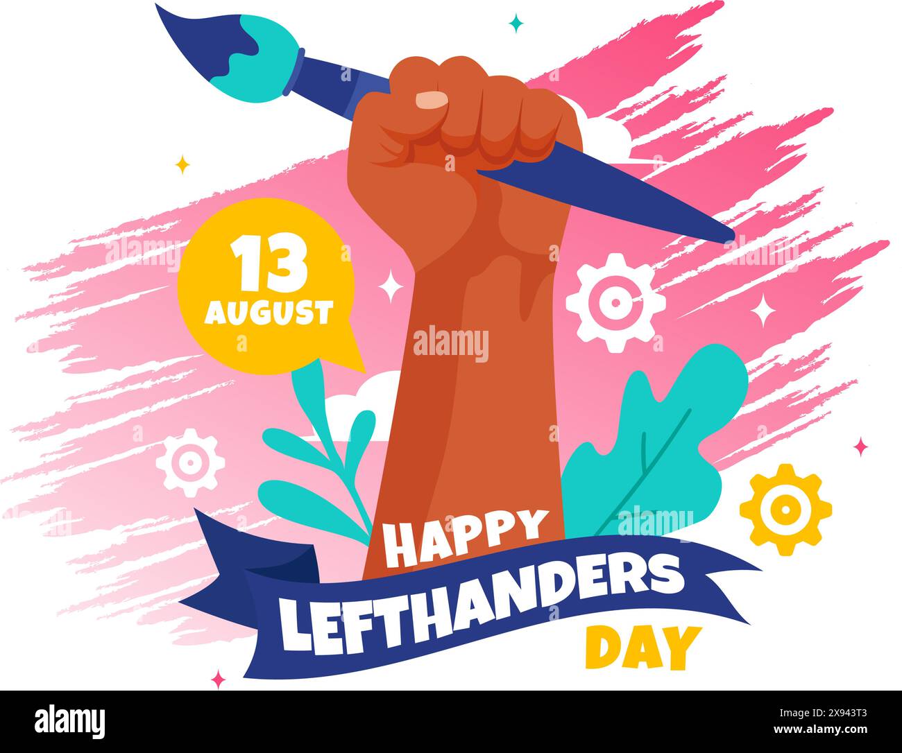 Happy Left Handers Day Celebration Vector Illustration with Raising ...