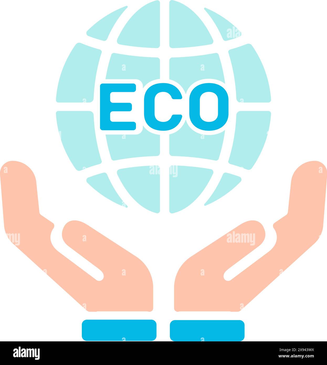 Vector icon illustration with an ecology theme (earth and hand motif ...