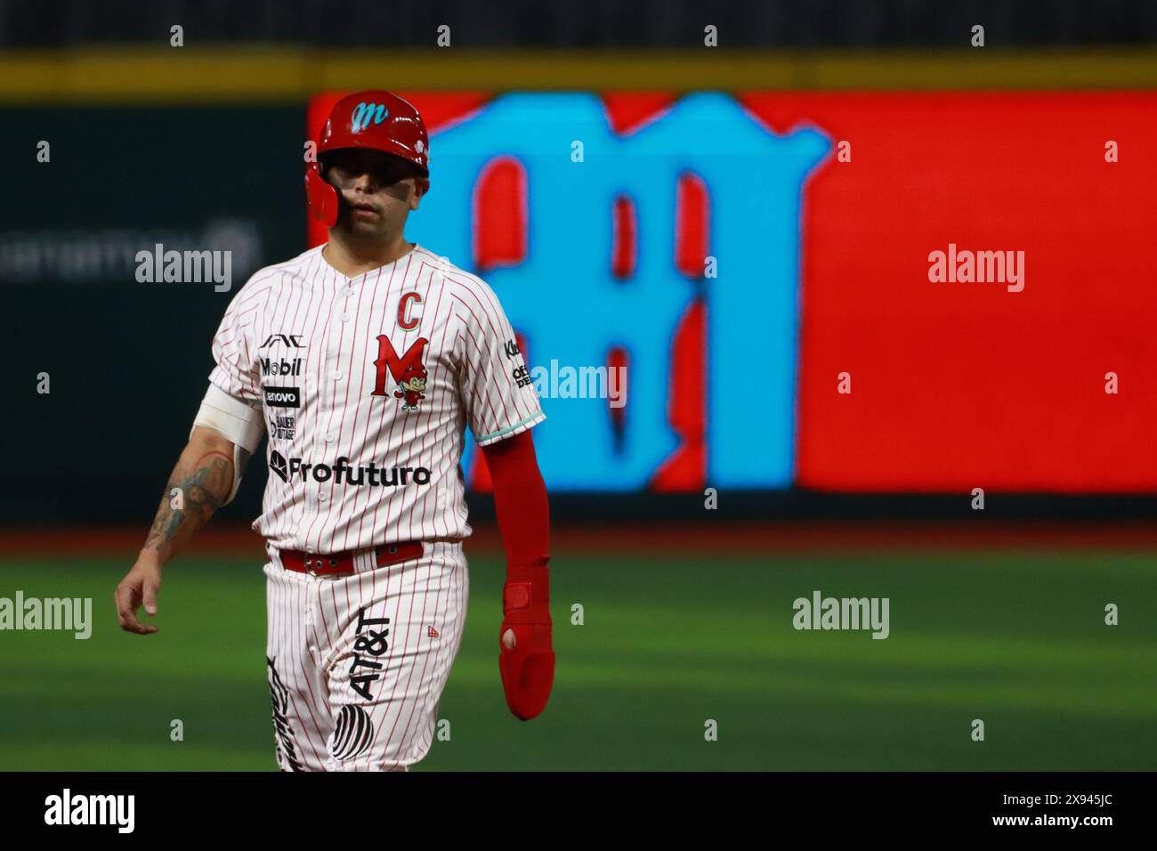 Second baseman Juan Carlos Gamboa #47 of Diablos Rojos walks during the ...