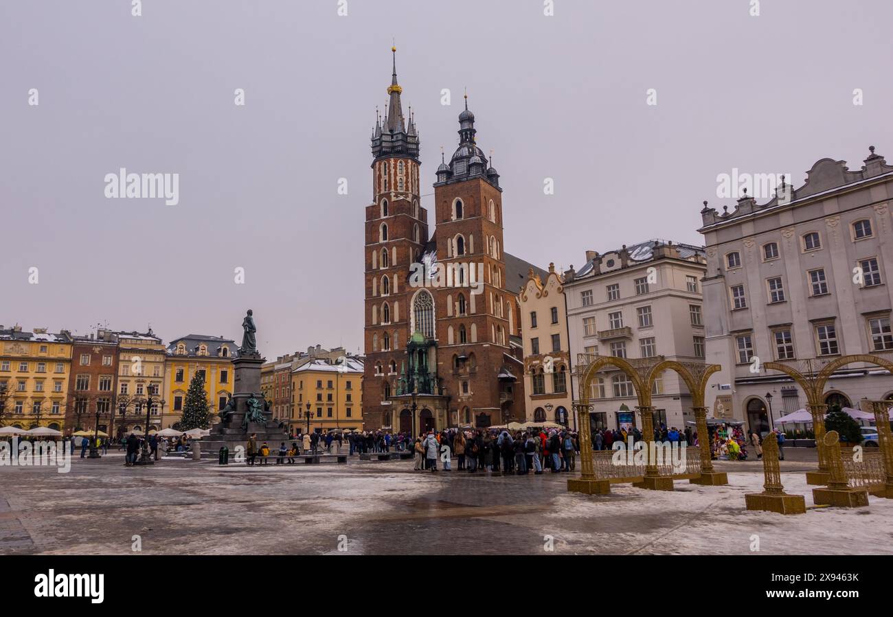 Krakow, Poland - January 5, 2024 - a view of Krakow Main Square (Rynek ...