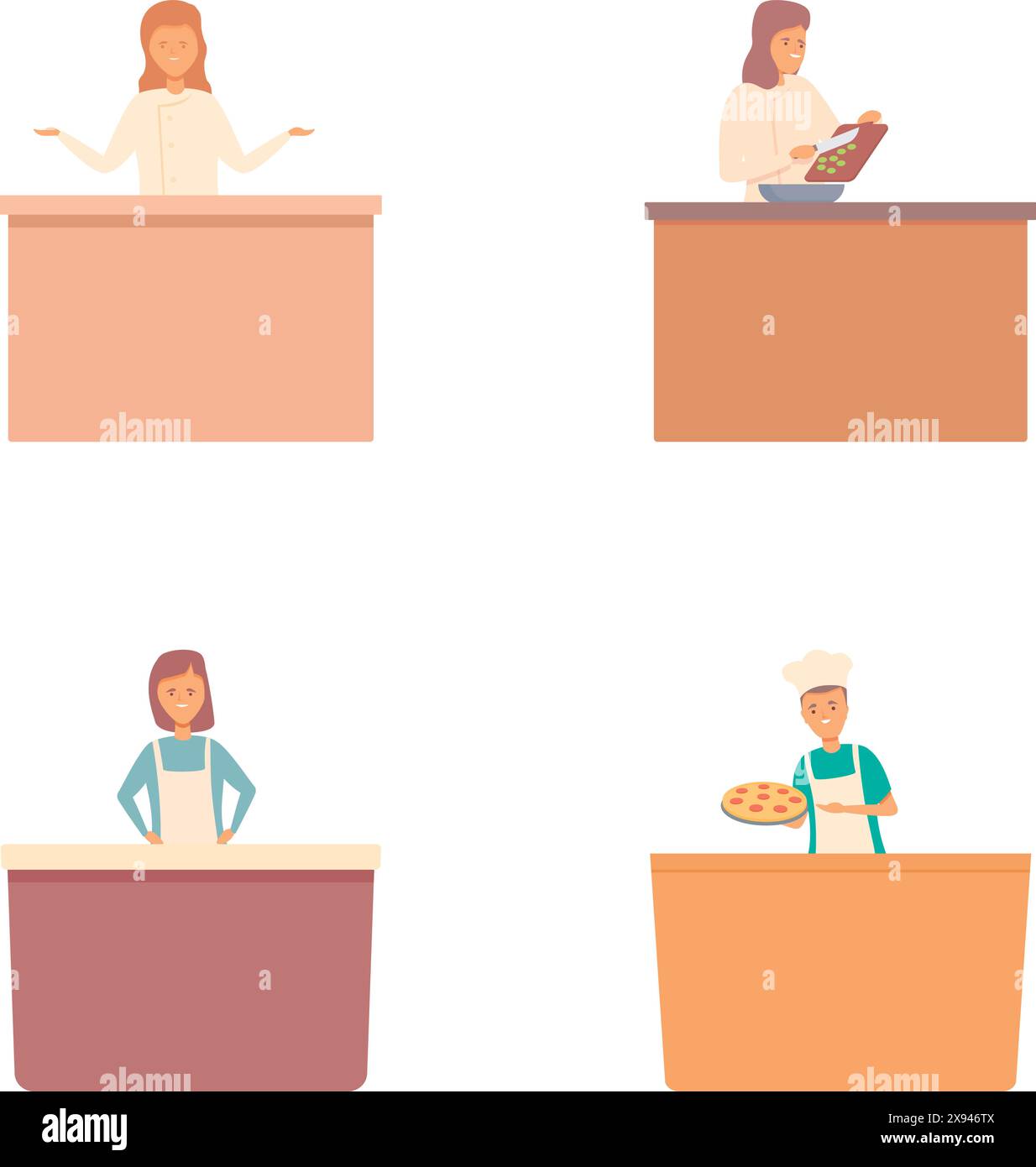 Cooking class icons set cartoon vector. Chef conducting master class ...