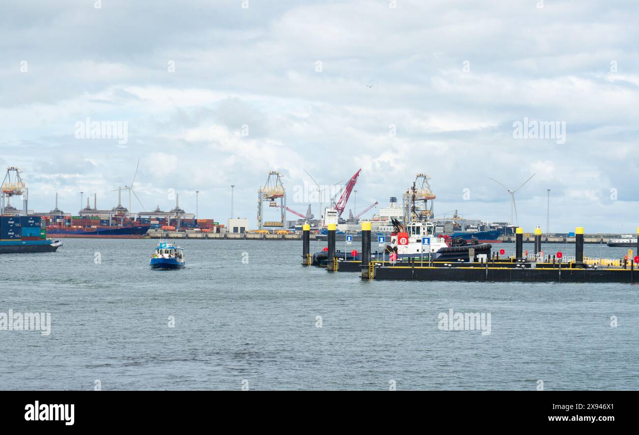 Rotterdam, Netherlands - August 4th 2023: View into the docks and ...