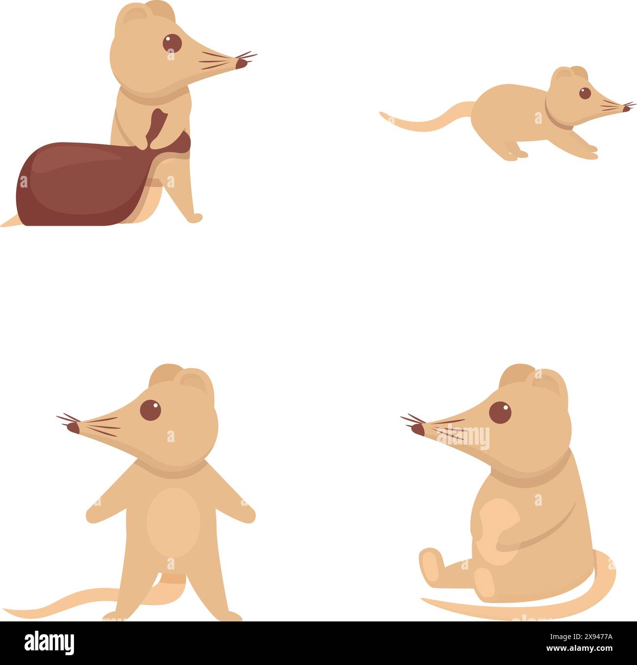 Elephant shrew icons set cartoon vector. Long nose shrew mouse. Rare ...