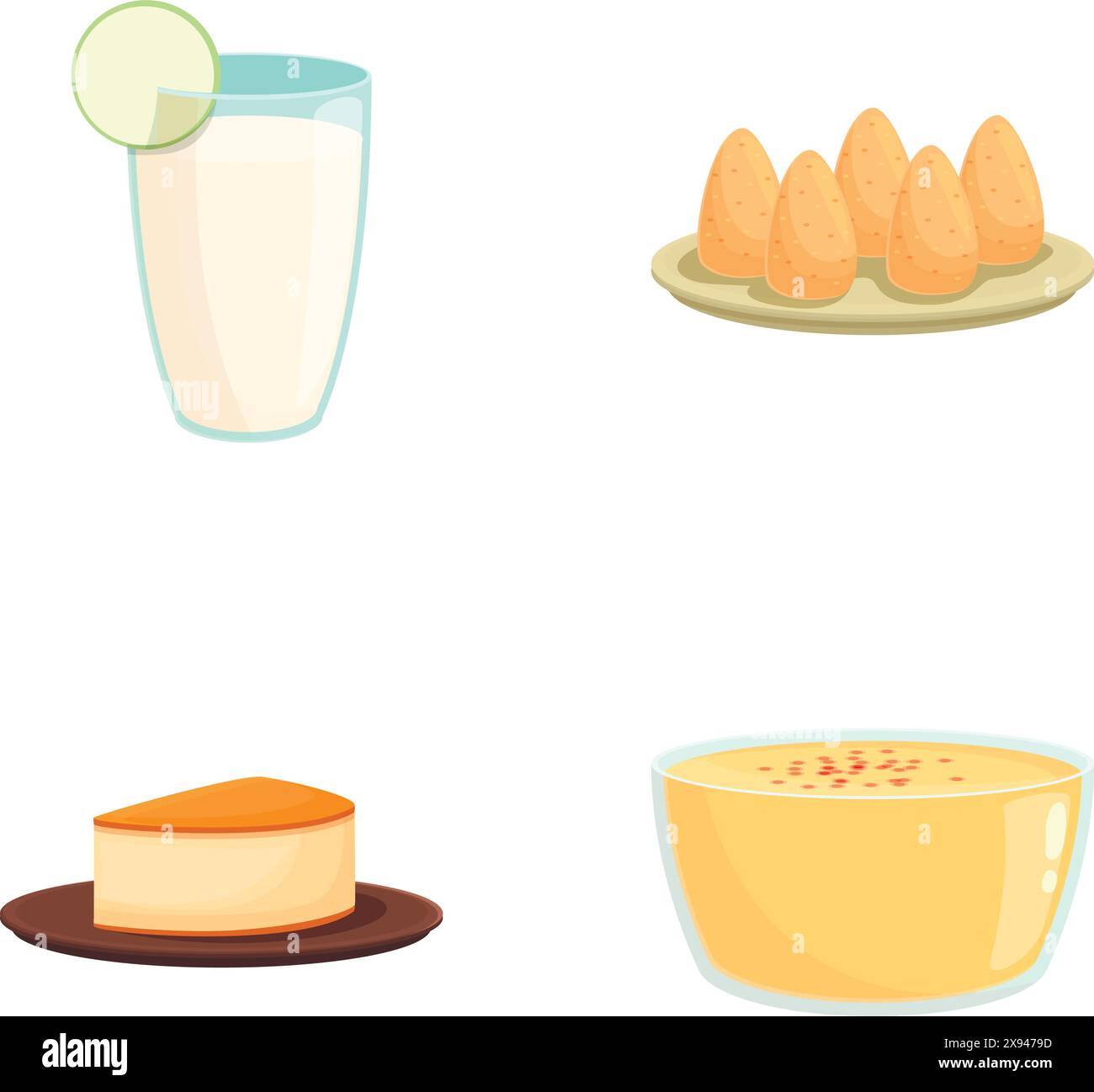 Brazilian cuisine icons set cartoon vector. Traditional brazilian dish ...