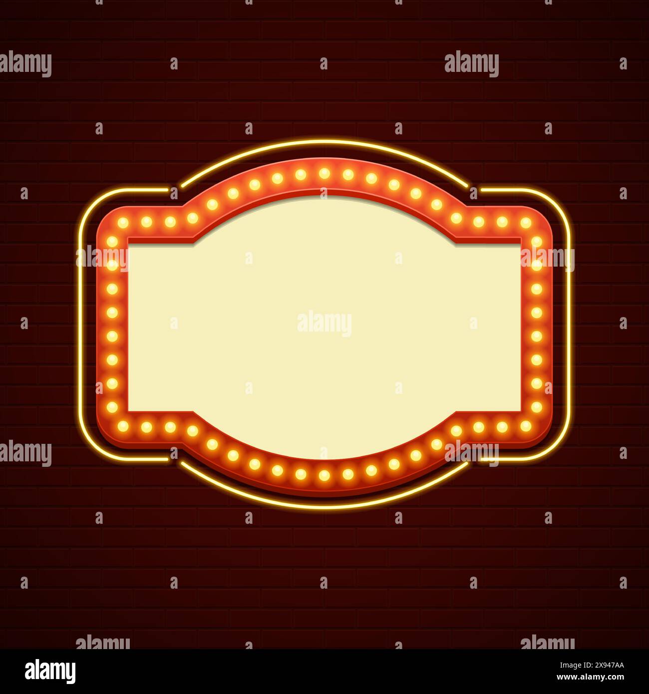 Retro Showtime Sign Design. Cinema Signage Light Bulbs Frame and Neon ...