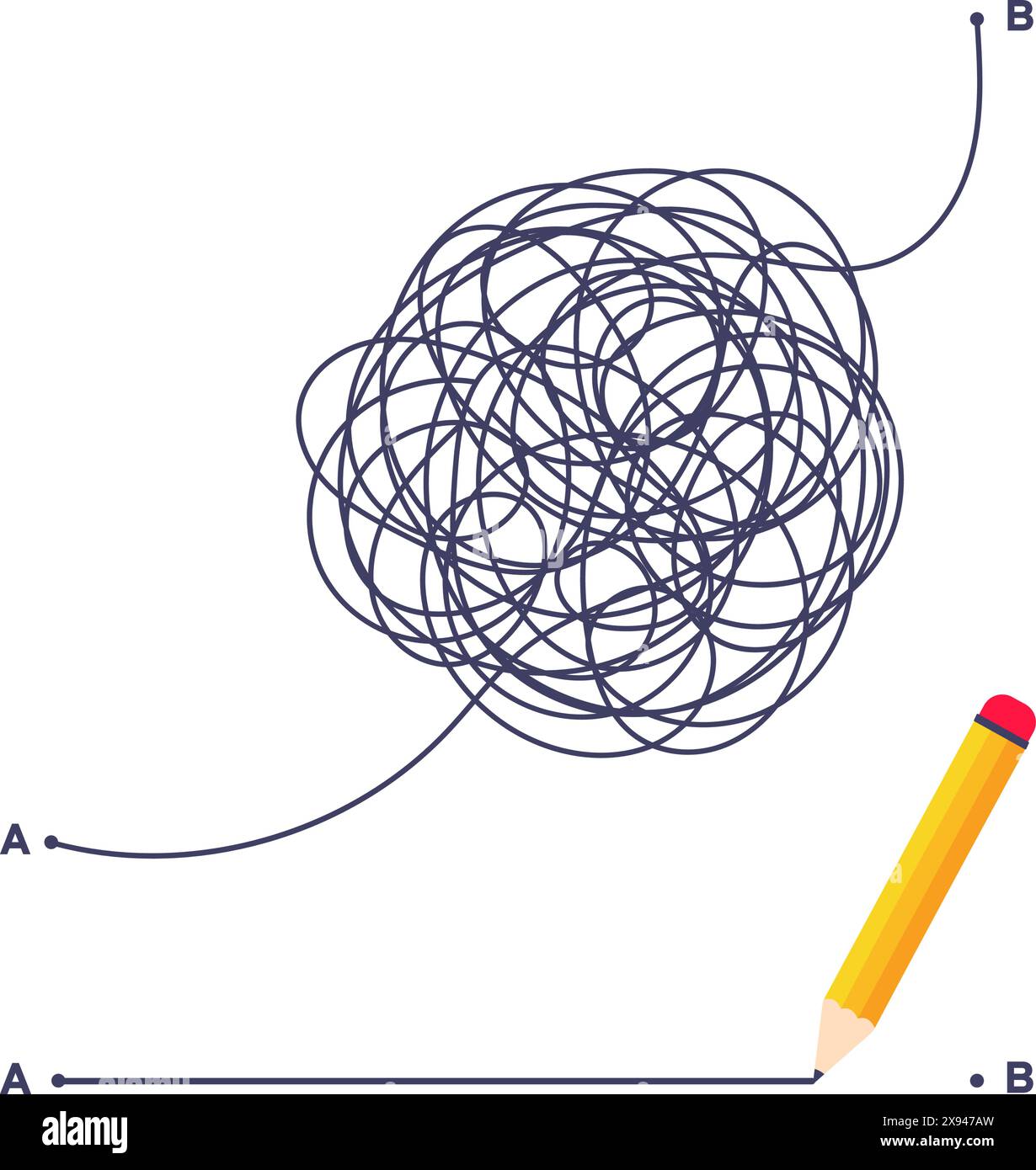 Complex and easy simple way from point A to B vector illustration Stock ...