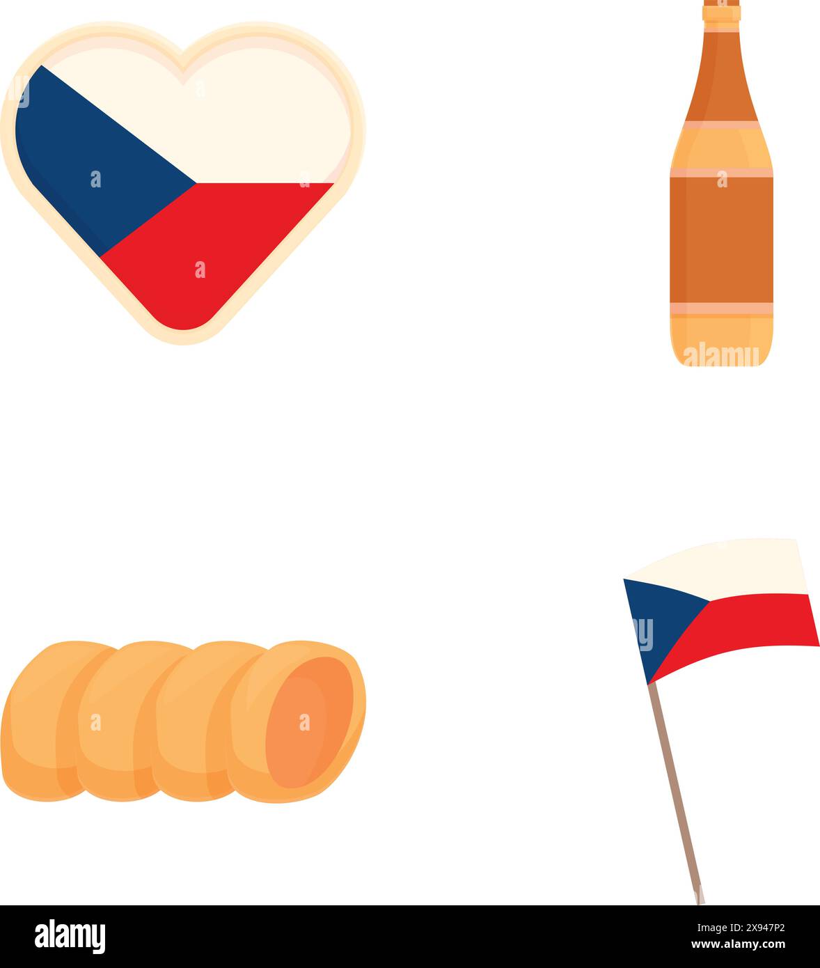 Czech republic icons set cartoon vector. Traditional food and national ...