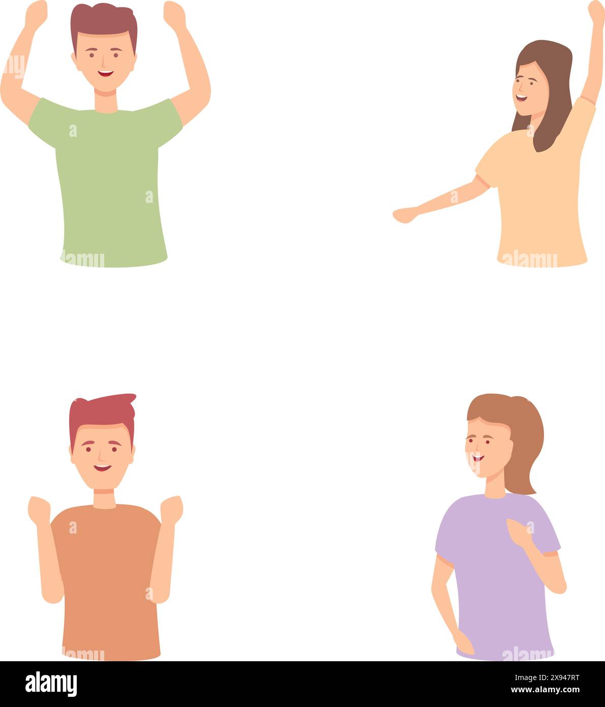 Emotion delight icons set cartoon vector. Glad character with positive ...