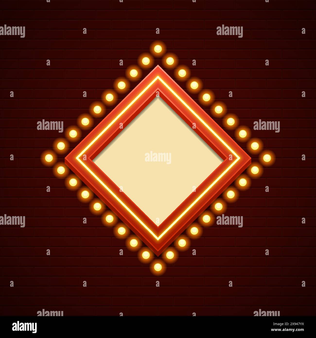 Retro Showtime Sign Design. Cinema Signage Light Bulbs Frame and Neon ...