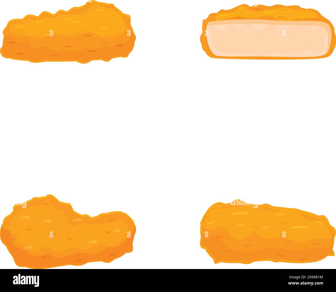 Chicken nugget icons set cartoon vector. Crispy fried chicken nugget. Fast food Stock Vector ...