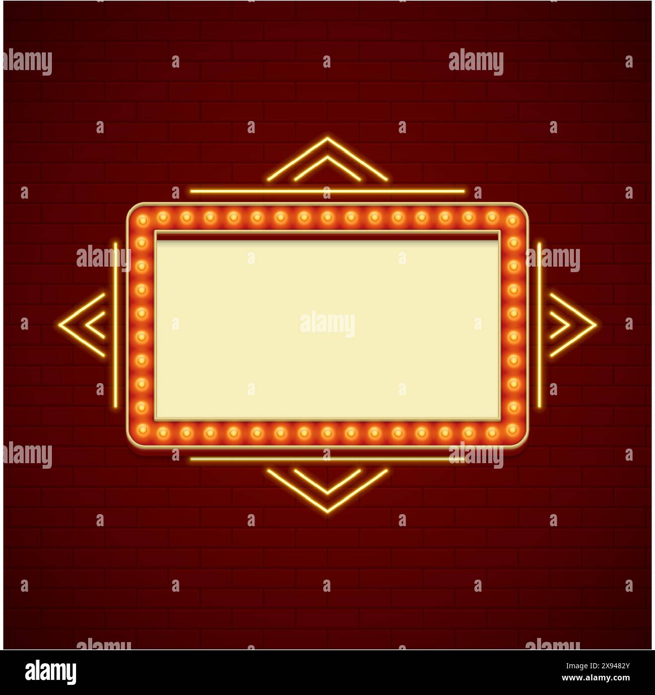 Retro Showtime Sign Design. Cinema Signage Light Bulbs Frame and Neon ...