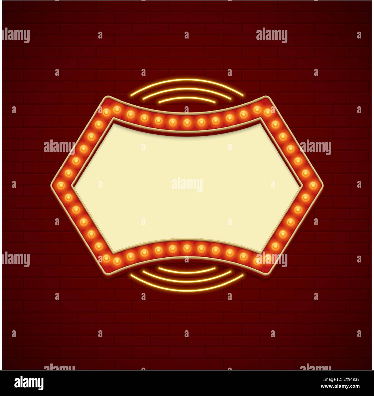 Retro Showtime Sign Design. Cinema Signage Light Bulbs Frame and Neon ...