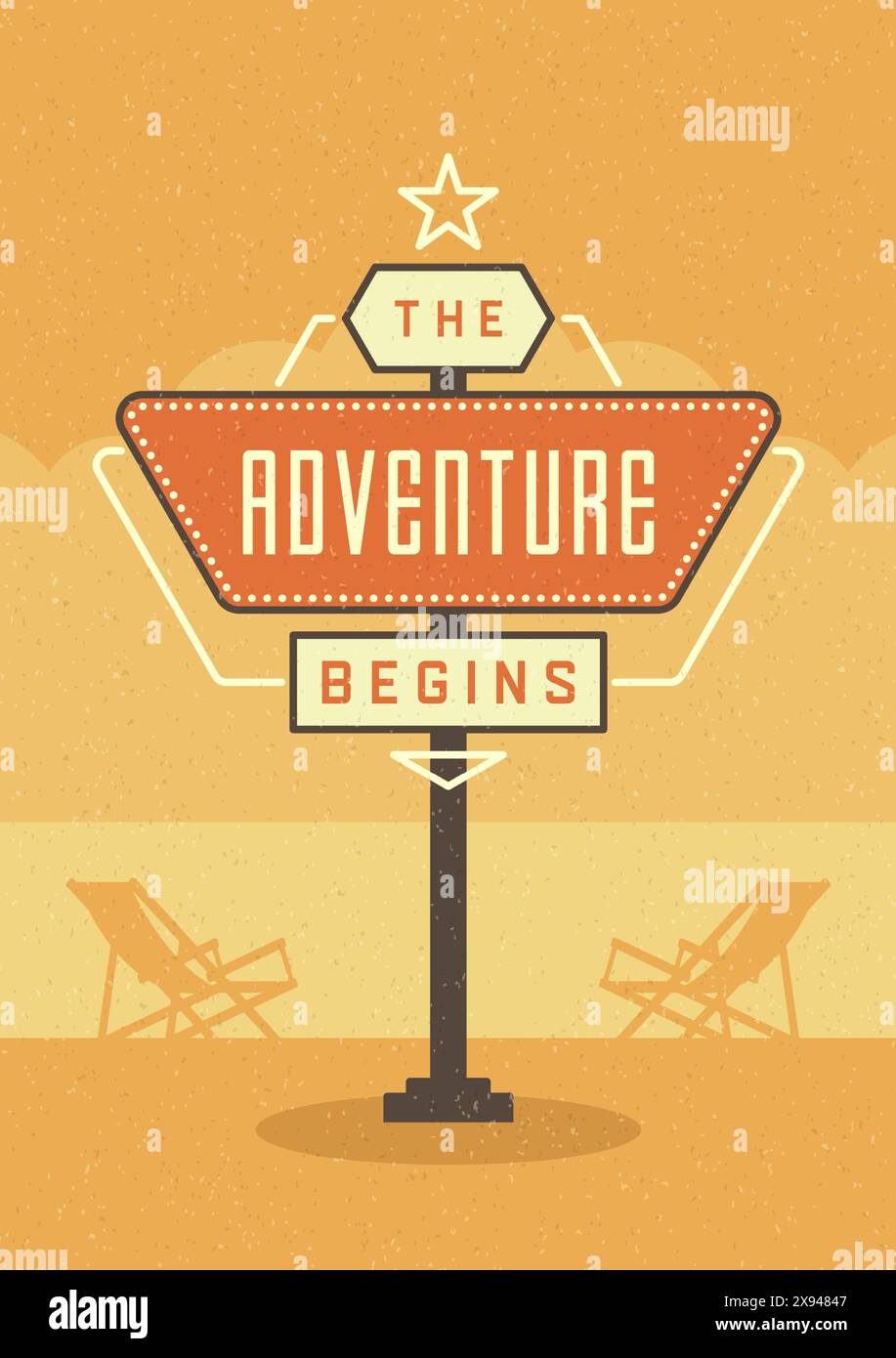 Retro Sign Billboard Typographic Quote Poster Design. The Adventure ...