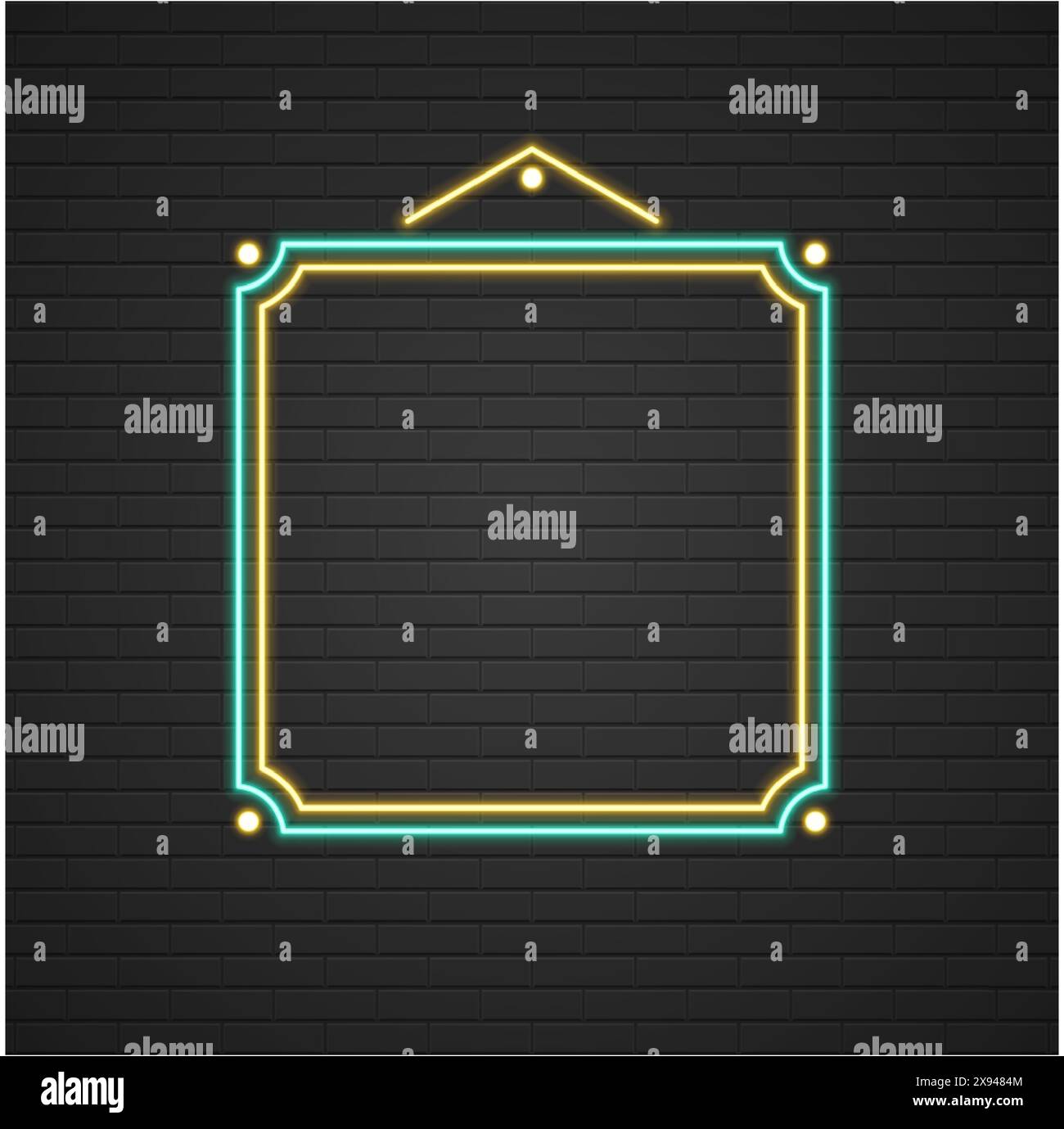 Retro Showtime Sign Design. Neon Signage Light Frame on brick wall ...