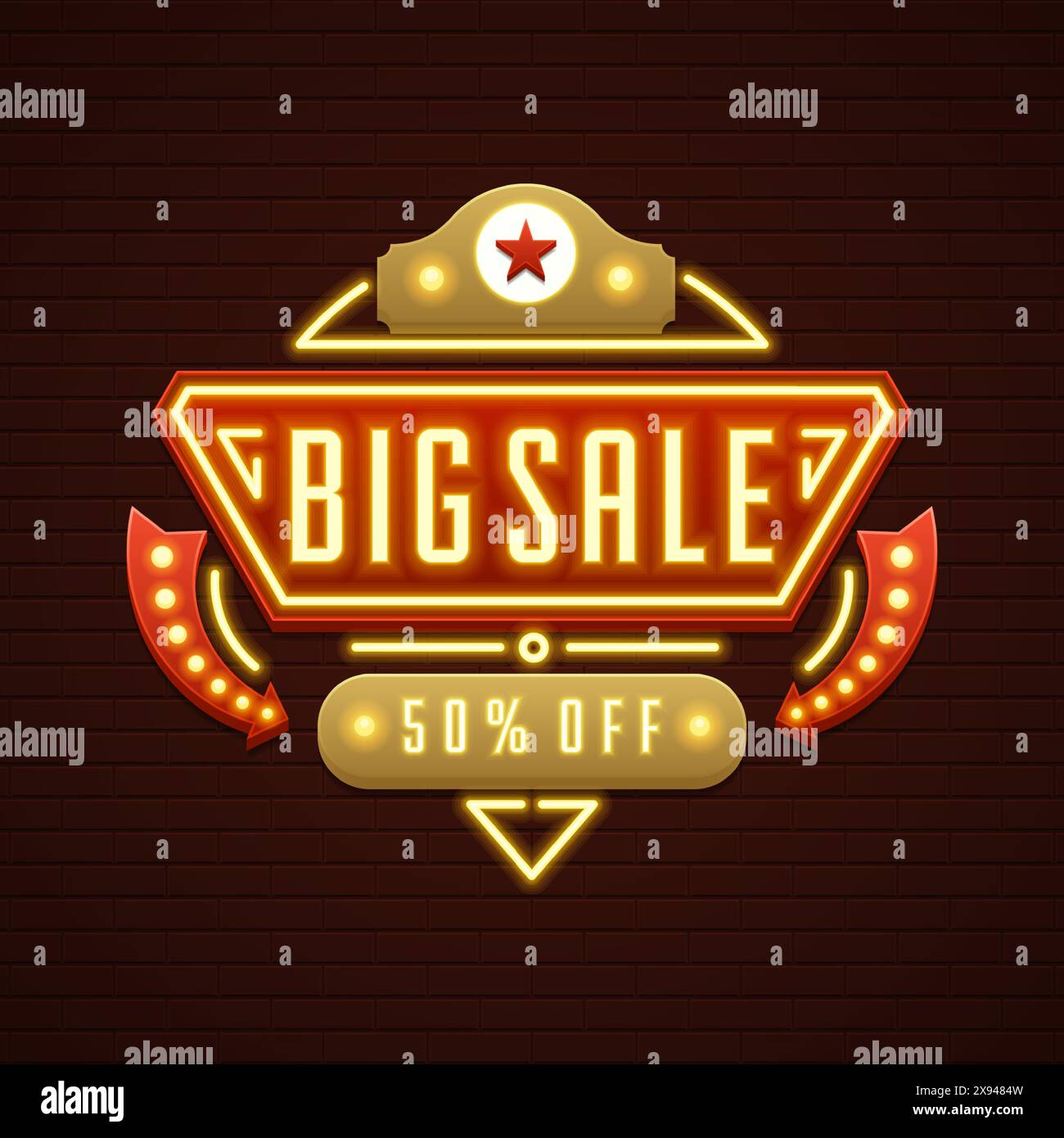 Retro Showtime Sign Design. Cinema Signage Light Bulbs Frame and Neon ...