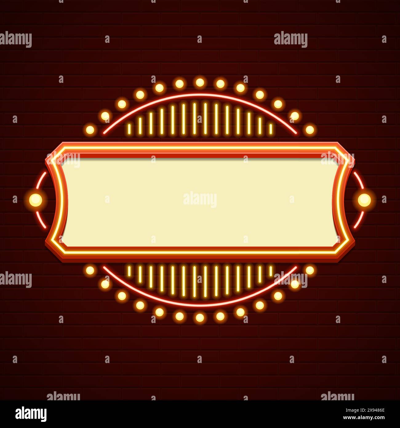 Retro Showtime Sign Design. Cinema Signage Light Bulbs Frame and Neon ...