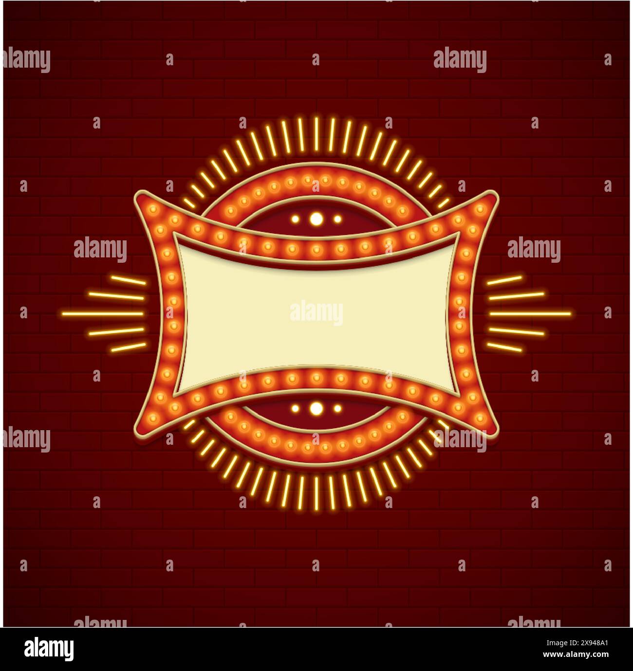 Retro Showtime Sign Design. Cinema Signage Light Bulbs Billboard Frame ...