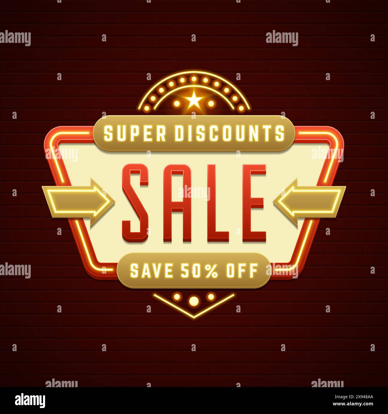 Retro Showtime Sign Design. Cinema Signage Light Bulbs Frame and Neon ...