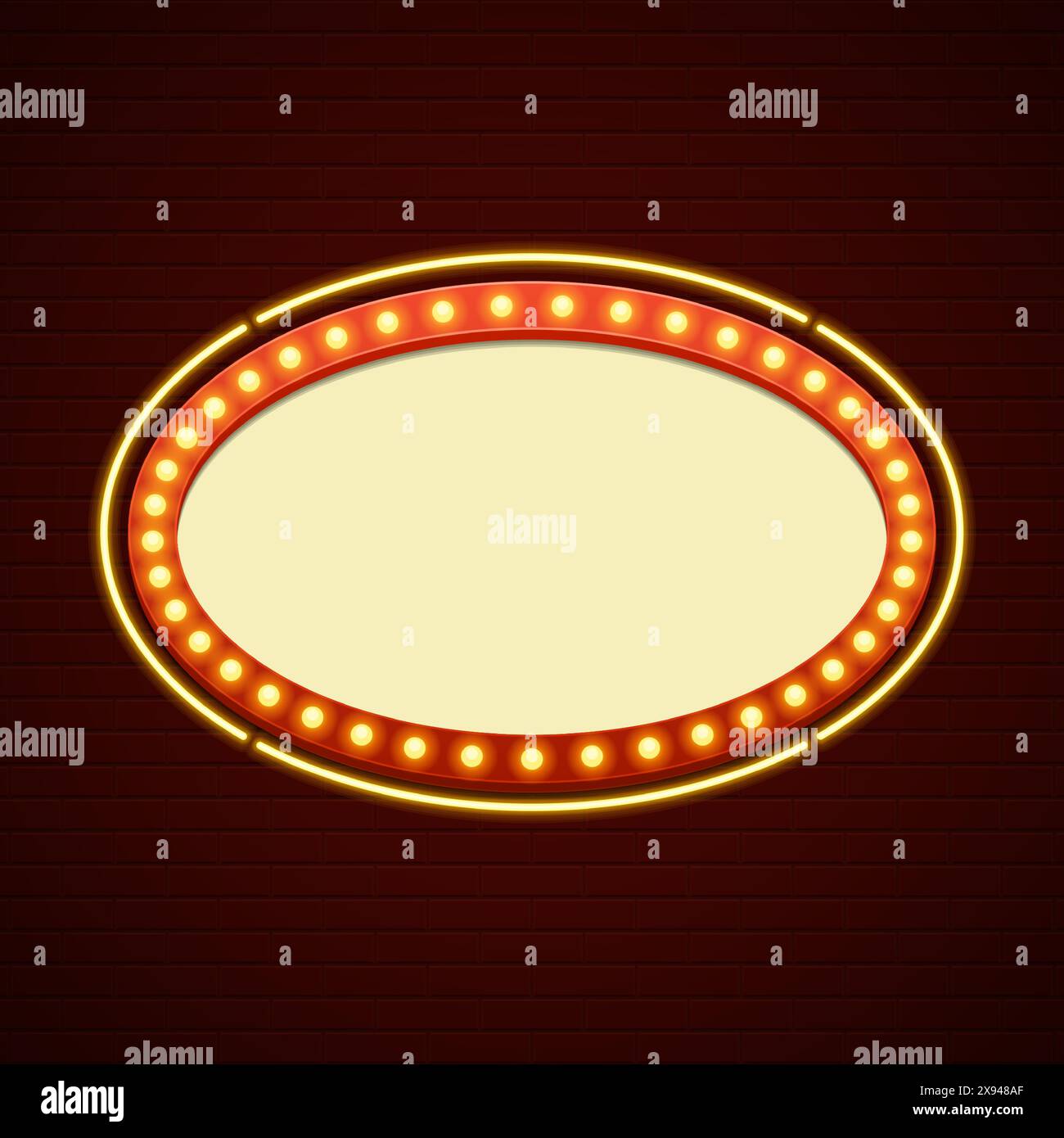 Retro Showtime Sign Design. Cinema Signage Light Bulbs Frame and Neon ...