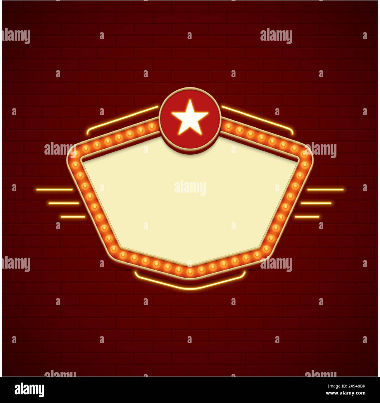 Retro Showtime Sign Design. Cinema Signage Light Bulbs Frame and Neon ...