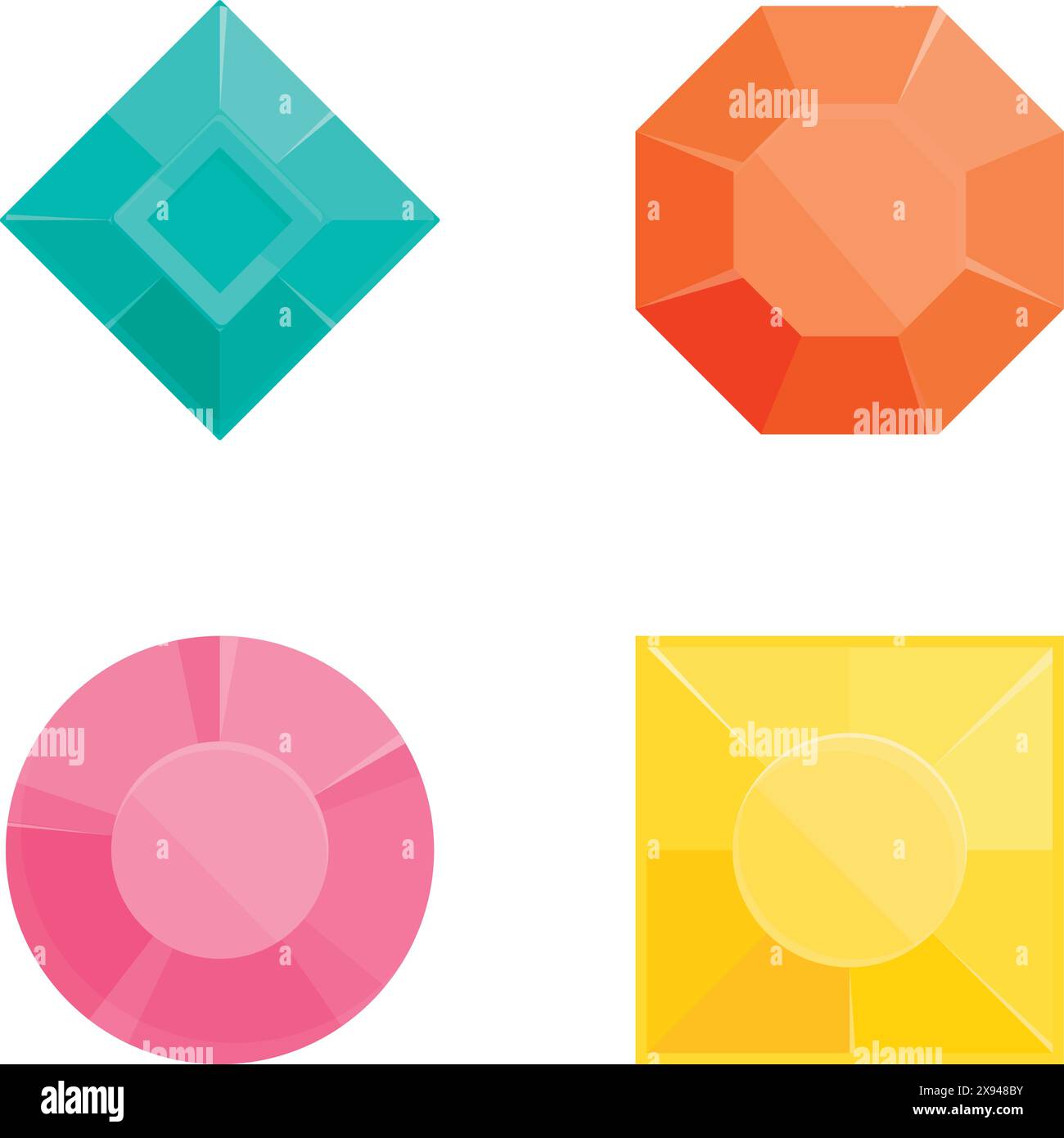 Gemstone icons set cartoon vector. Different shape and color precious ...