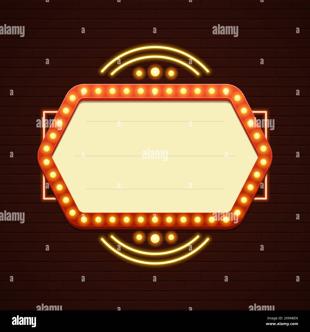 Retro Showtime Sign Design. Cinema Signage Light Bulbs Frame and Neon ...