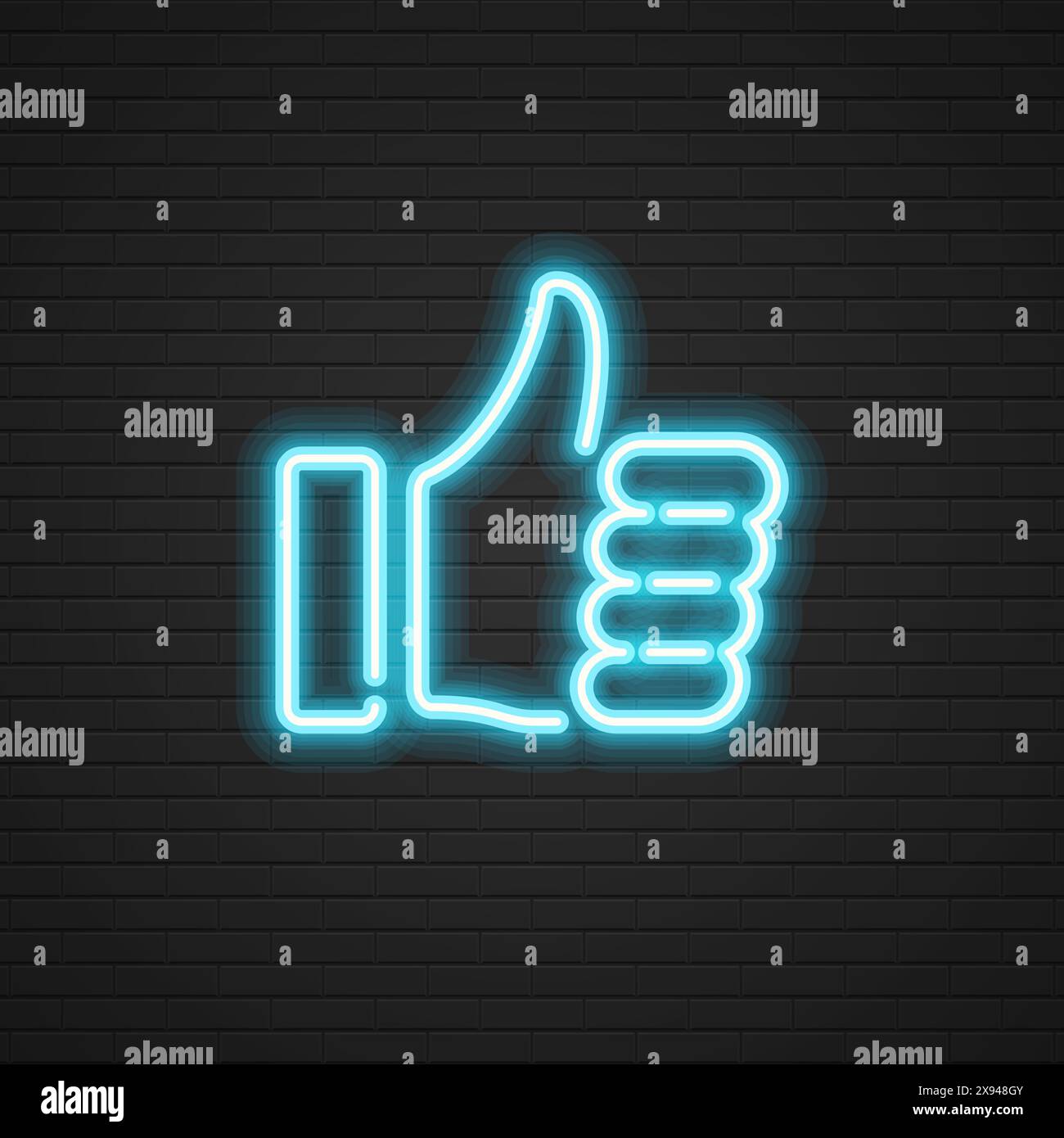 Neon Thumbs Up vector icon Hand, Social media symbol. Website graphics ...