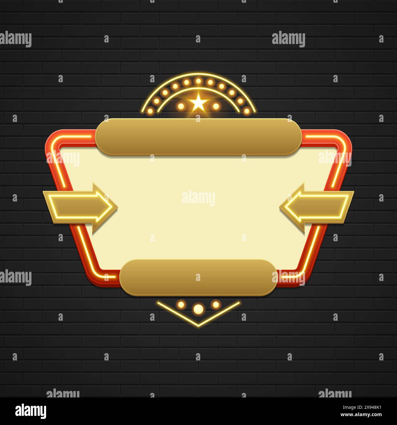 Retro Showtime Sign Design. Cinema Signage Light Bulbs Frame and Neon ...