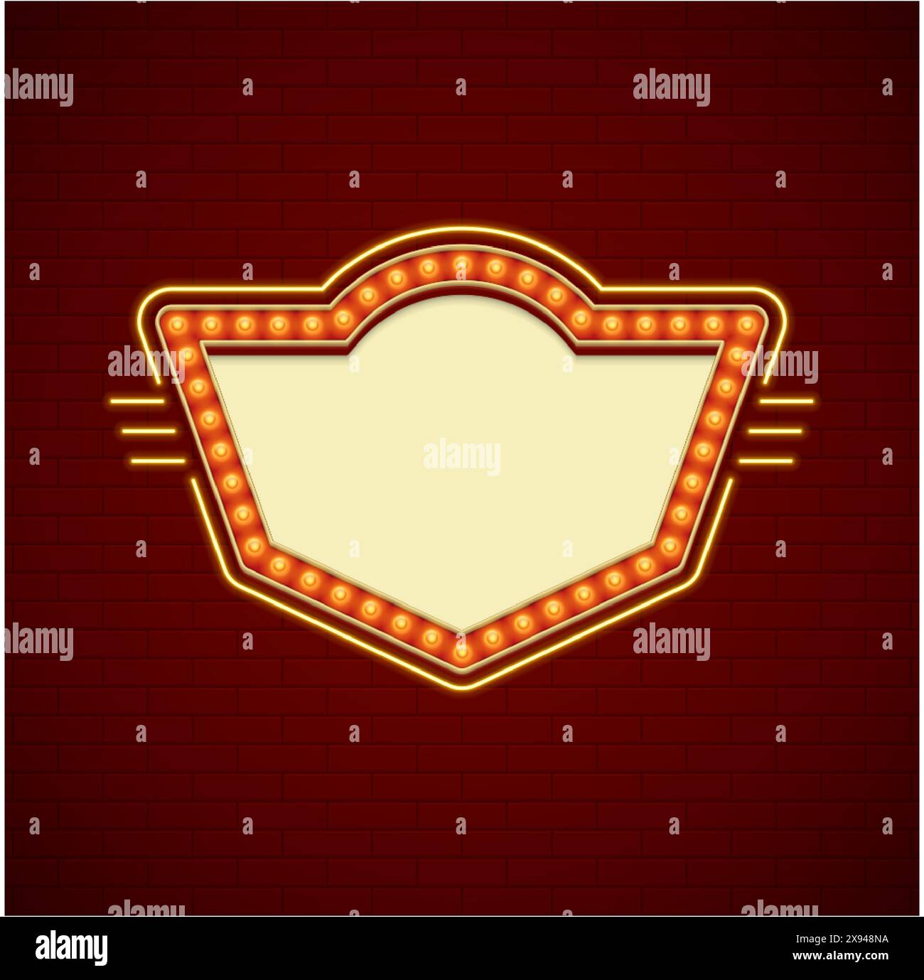 Retro Showtime Sign Design. Cinema Signage Light Bulbs Frame and Neon ...